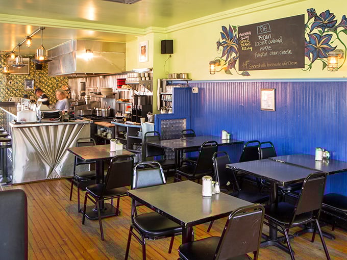 Mint green walls, blue wainscoting, and wooden floors create the perfect canvas for breakfast magic to unfold at this beloved Philly institution.