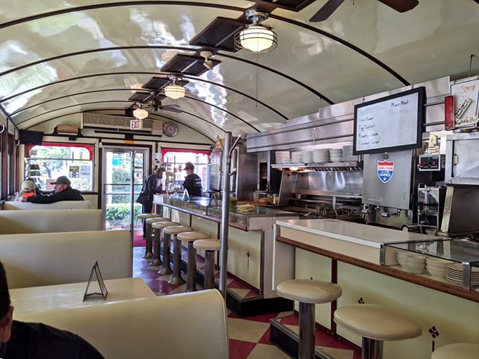 The curved ceiling and counter seating create a dining experience that's both intimate and communal – strangers become neighbors over pie and coffee.