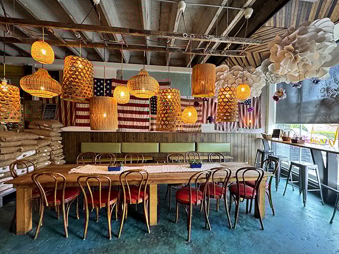 The dining room where strangers become friends, united by the universal language of "mmm" and "you have to try this."