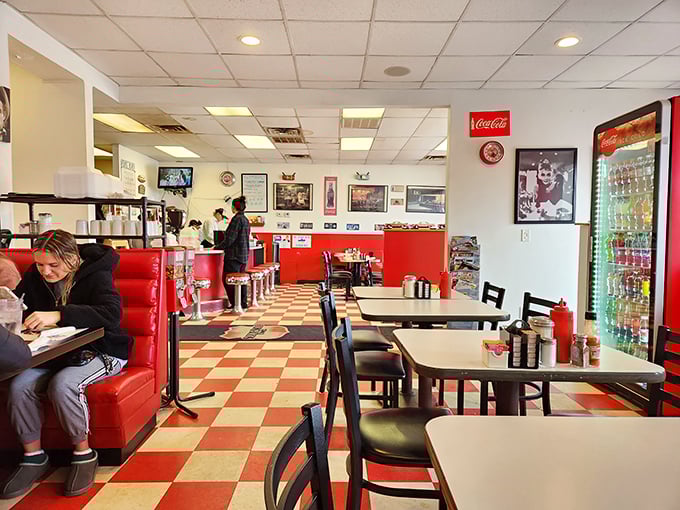 The dining area hums with conversation and coffee refills, where regulars and first-timers share the same appreciation for honest food.
