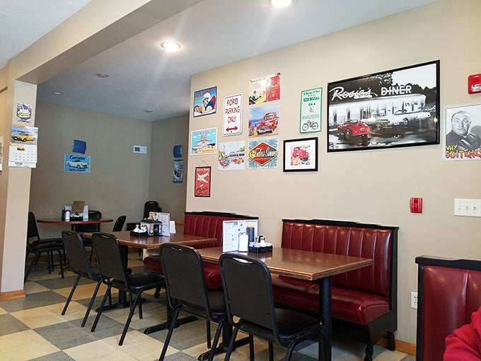 Red vinyl booths and vintage signs create the perfect backdrop for conversations that matter—or don't. Either way, you'll want to linger.