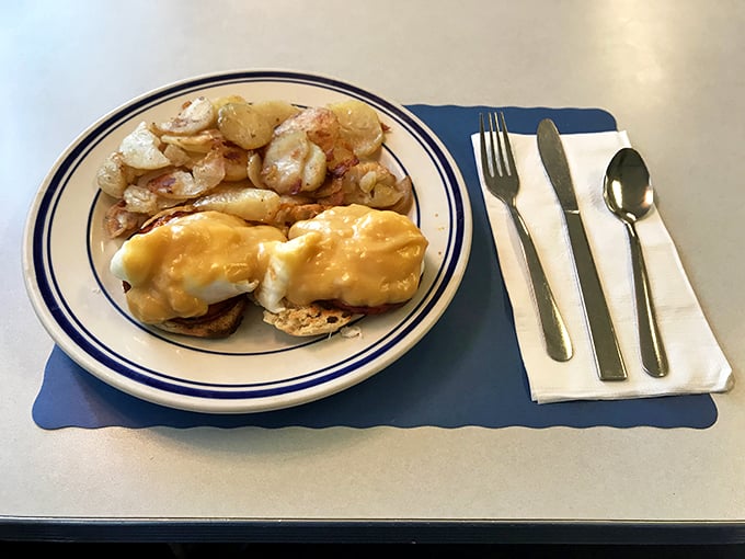 Eggs Benedict done right—the hollandaise sauce blankets English muffins like a rich, buttery comforter on a cold Pennsylvania morning.