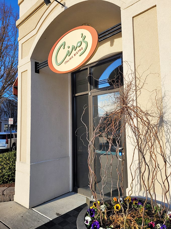 The welcoming entrance promises culinary adventures waiting just steps beyond those doors.