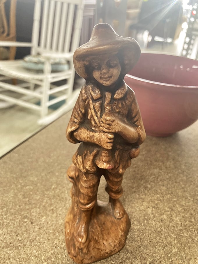 Figurines and decorative pieces that once graced mantels now seek new homes to brighten and charm.