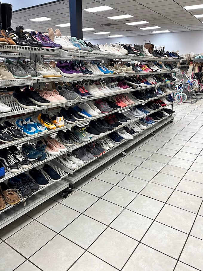 Shoe paradise that would make Imelda Marcos pause mid-shopping spree. From barely-worn Nikes to pristine pumps, footwear finds its second stride here.