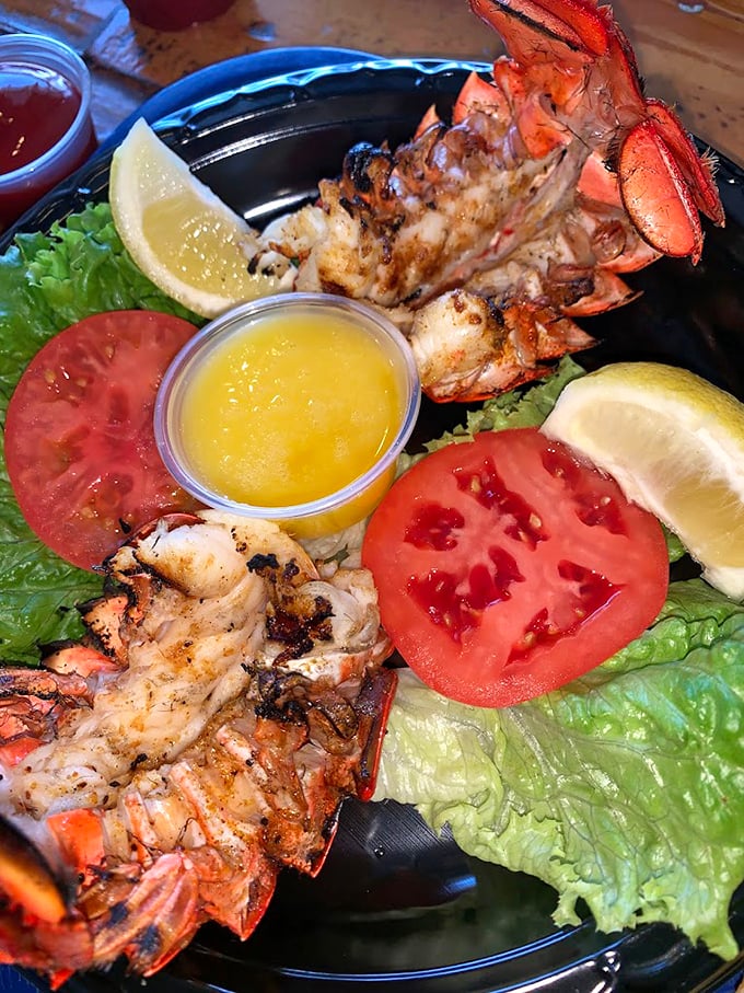 Lobster tails that look like they swam all the way to Phoenix just to meet their butter destiny. Ocean royalty holding court in the desert.