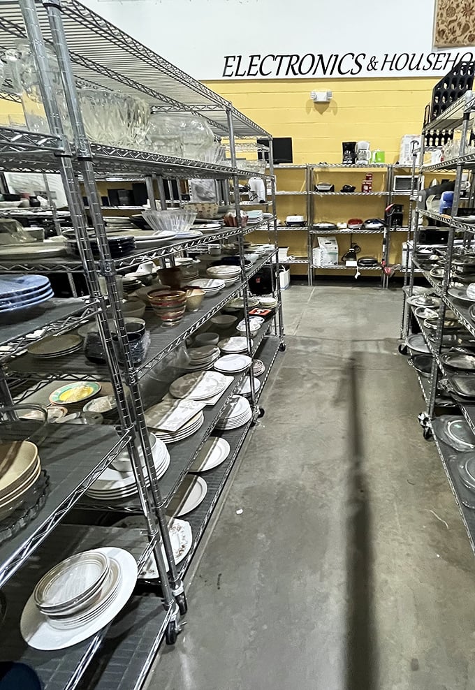 
The housewares section: where your grandmother's china pattern and that mixing bowl from 1972 have been waiting for your reunion.