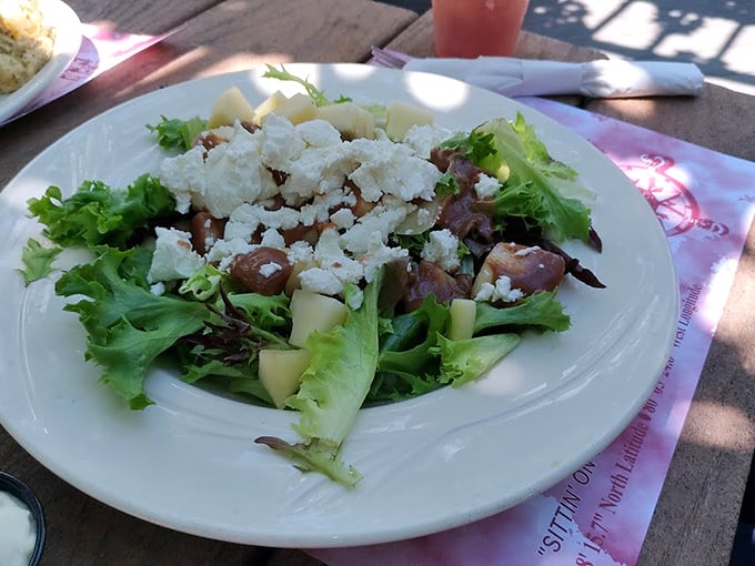 A Greek salad where feta plays the starring role, making vegetables feel like the main event they deserve.