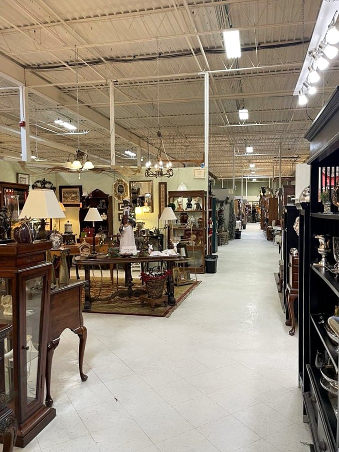 Chandeliers illuminate pathways through history, where every lamp, table, and chair tells a story from another era.