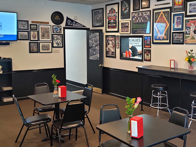 Where sandwich dreams come true. The wall of Philadelphia sports memories watches over diners like guardian angels of good taste.