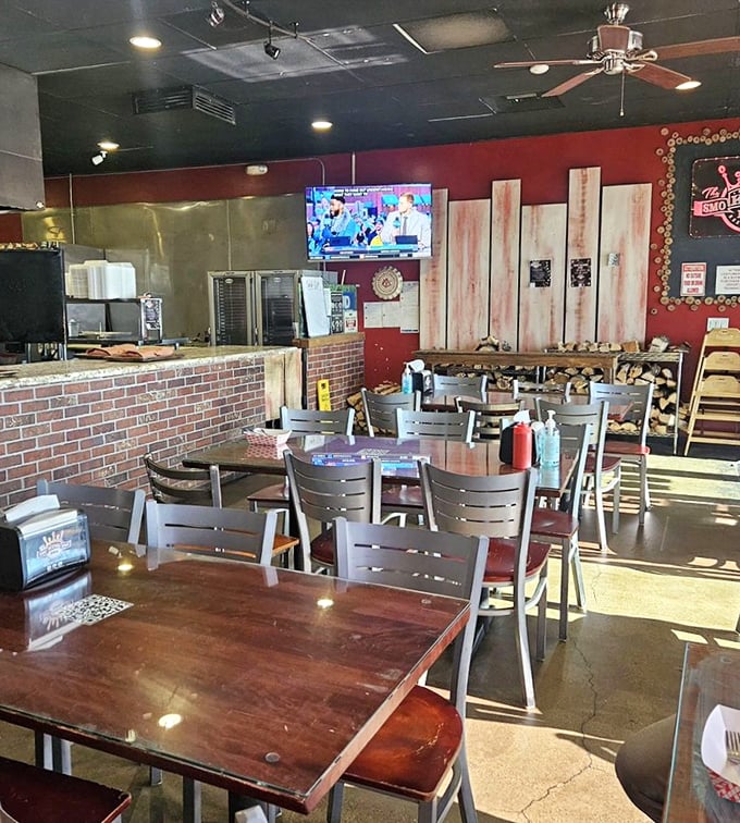 The dining room balances no-frills functionality with barbecue charm. Every table tells a story of memorable meals and sauce-stained conversations.