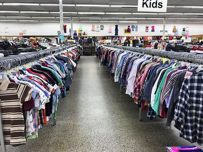 The kids' section—where little fashionistas can build their wardrobes without parents needing a second mortgage.