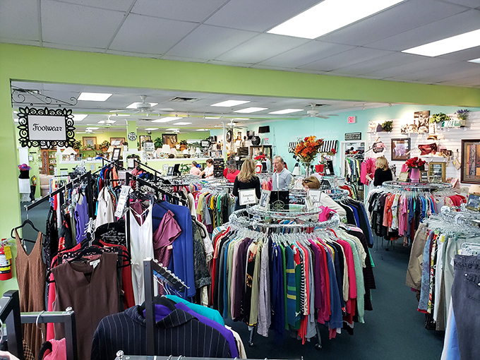 The clothing section rivals department stores in organization but beats them soundly in prices. Retail therapy without the financial hangover.