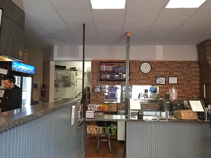 The counter view reveals the beautiful simplicity of Speed's operation. No wasted space, no wasted motion—just sandwich perfection in the making.