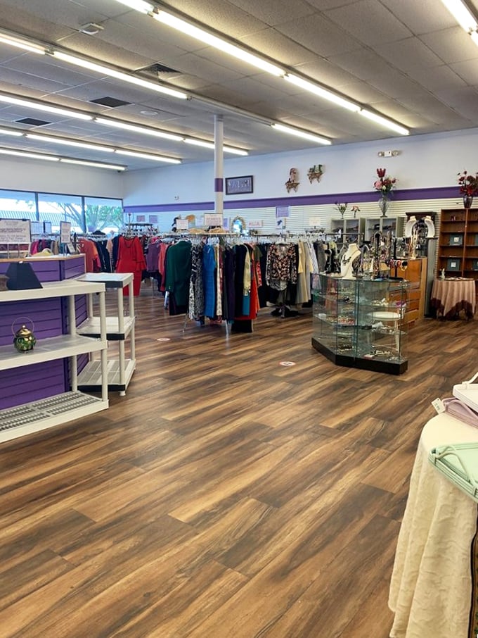 The boutique-like layout makes treasure hunting civilized. No digging through bins—just well-organized racks that respect both the merchandise and your time.