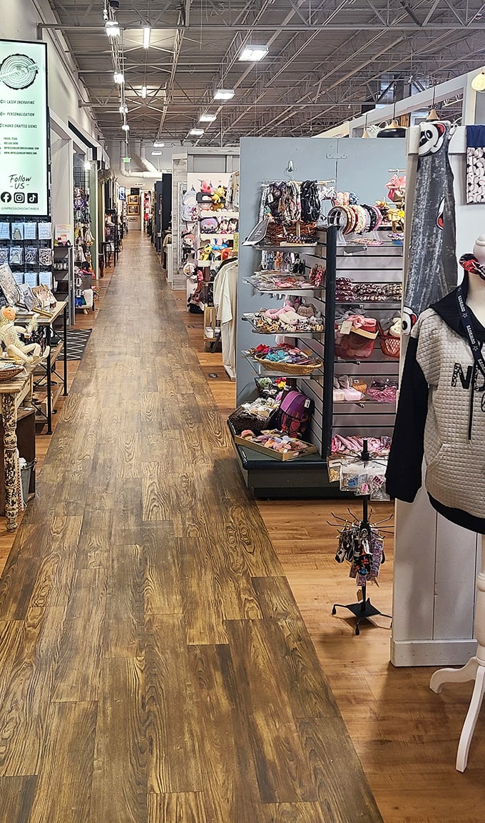 Long, inviting aisles beckon shoppers deeper into the mercantile maze—each turn promising new discoveries and potential "where did you find THAT?" moments.