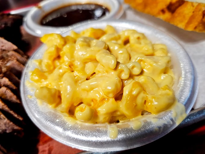 Mac and cheese that achieves the golden ratio of creaminess to firmness. This isn't a side dish—it's a childhood memory upgraded.