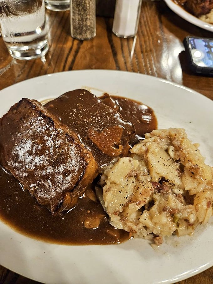 That meatloaf isn't just dinner—it's an event. The gravy alone deserves its own fan club and social media following.