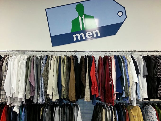 The men's section offers everything from business casual to weekend wear, organized with surprising precision.