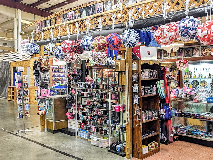 Merchandise displays create a retail maze where getting lost means finding things you never knew existed.