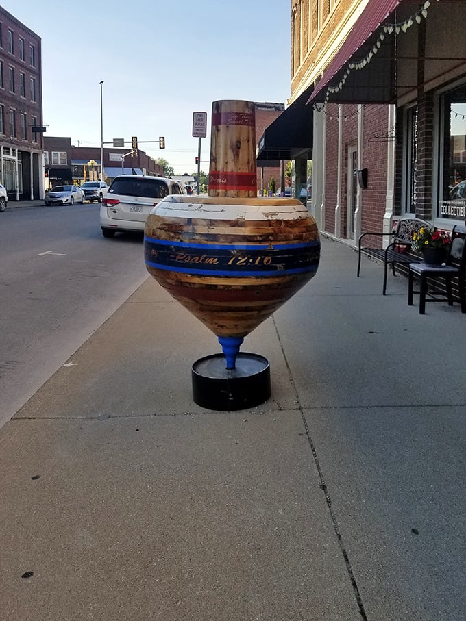 A spinning top frozen in time – childhood nostalgia supersized for the kid in all of us.