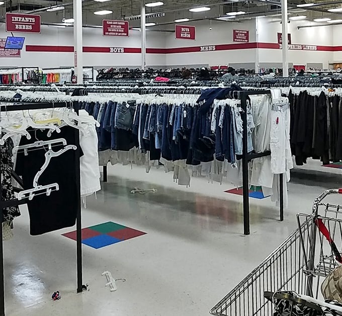 The men's department: where plaid lives forever and cargo shorts with enough pockets to eliminate the need for furniture.