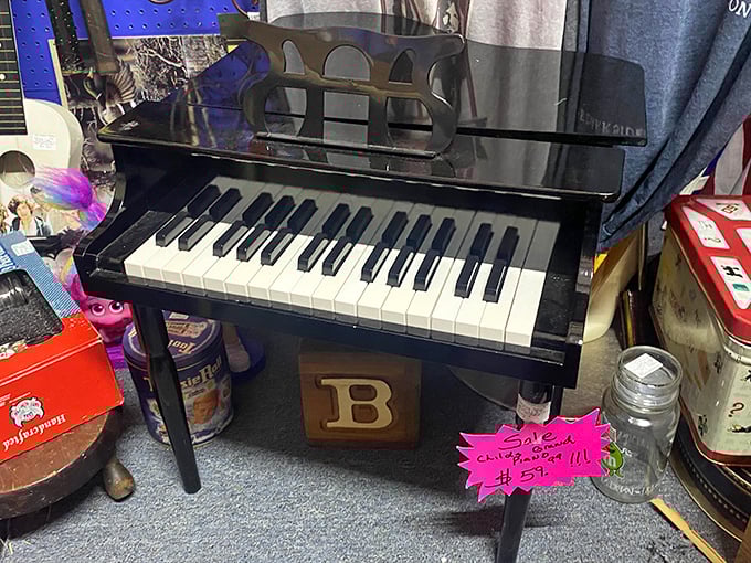 A miniature piano that strikes a chord with collectors—tiny keys that once delighted children now enchant nostalgic adults.