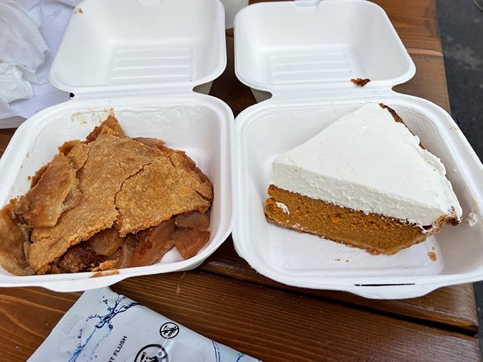 Apple pie and pumpkin pie to-go—because the only thing better than eating pie at The Apple Pan is eating it later while wearing pajamas.