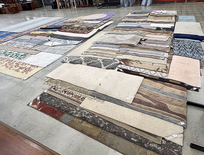 A carpet wonderland where floor coverings of every pattern and era lie in wait, like textile stories ready to be continued.