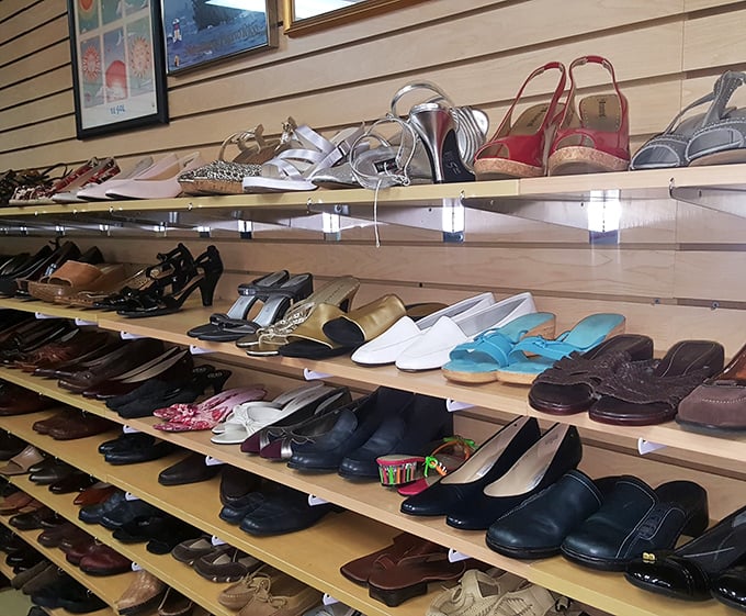 The shoe section: where designer labels and comfortable classics sit side by side in democratic fashion harmony.