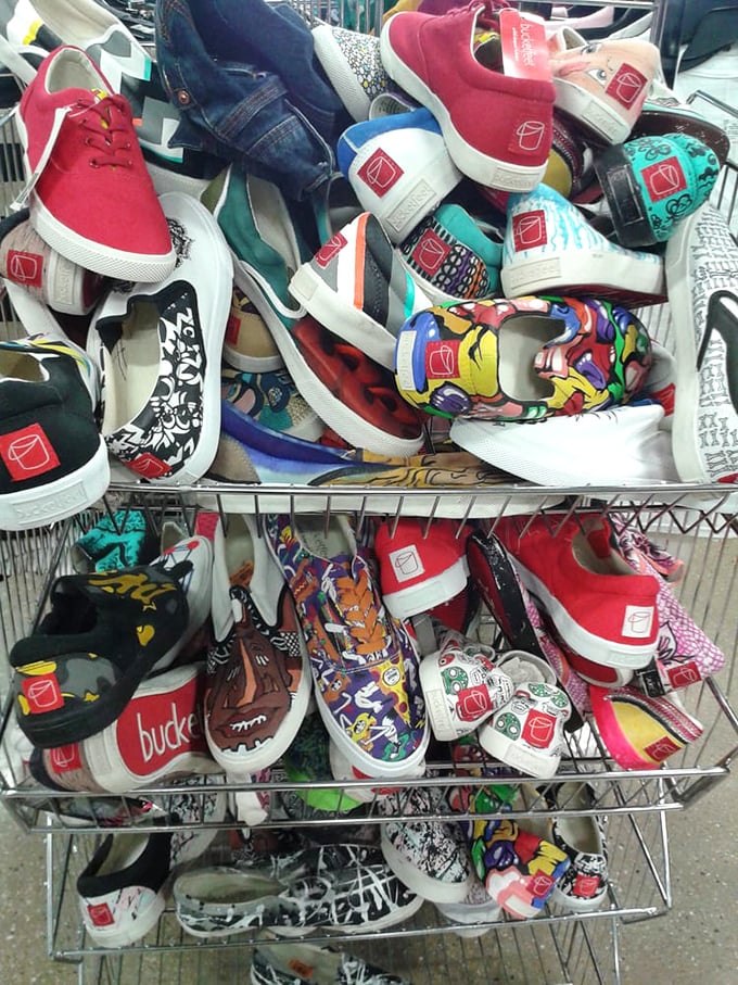 Canvas sneakers with personality to spare—because why wear plain kicks when you could sport wearable art for pocket change?