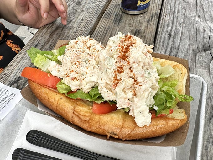 The shrimp roll overflows with more personality than a Florida retiree's golf cart decorations.