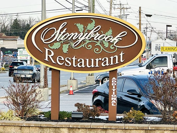 The sign that's guided hungry travelers for years – like a culinary lighthouse beckoning you to safe, delicious harbor.