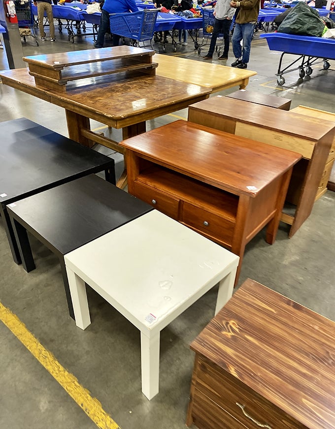Coffee table, end table, dining table, oh my! Furnish an entire apartment for less than one new IKEA bookshelf. Swedish meatballs not included.