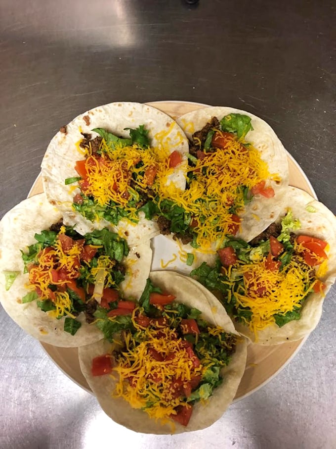 Soft tacos bursting with fresh toppings and melted cheese—evidence that this diner knows its way around more than just breakfast classics.