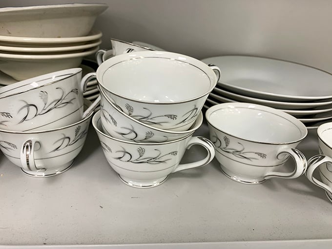 Delicate teacups with silver trim whisper of elegant afternoons and pinky-raising conversations. Just add Earl Grey and gossip.