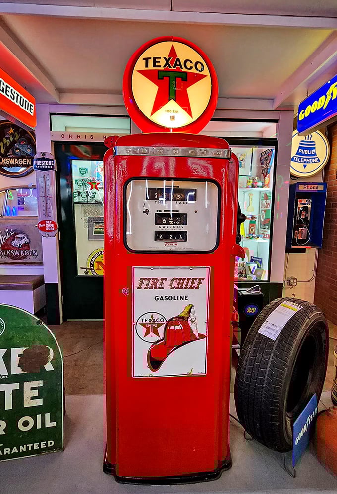 This restored Texaco Fire Chief pump isn't just a gas station relic—it's a sculptural reminder of when filling stations had style and character.