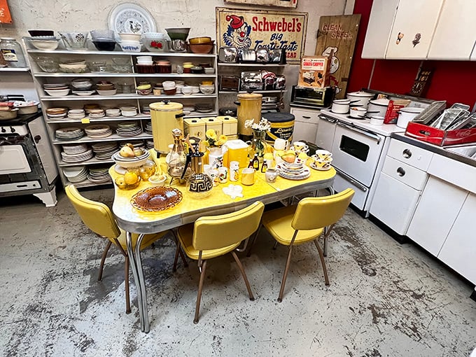 This sunny yellow dinette set isn't just furniture—it's the backdrop for countless family breakfasts, homework sessions, and late-night confessions.