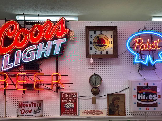Neon beer signs that once illuminated neighborhood taverns now wait to give someone's basement bar that authentic vintage glow.