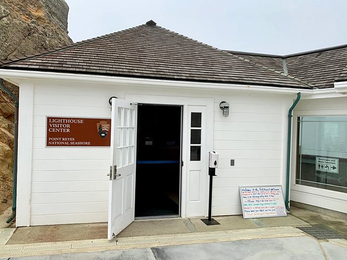 The visitor center welcomes lighthouse pilgrims with its charming simplicity—nautical minimalism at its finest, minus the gift shop tchotchkes.