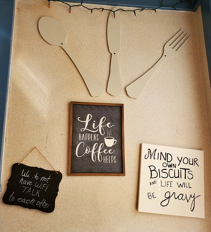 Wall wisdom that speaks breakfast truth: mind your biscuits and life will indeed be gravy.