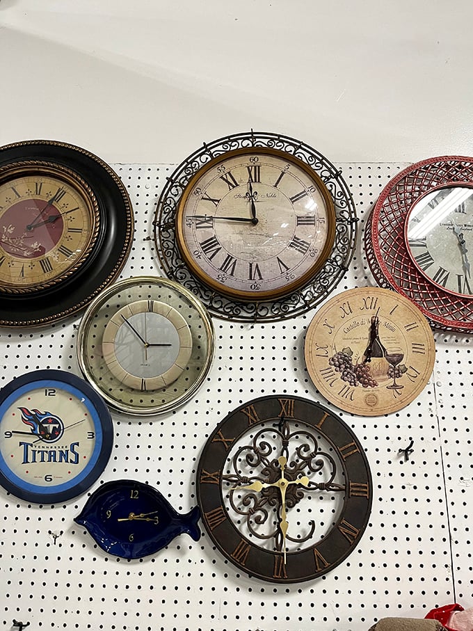 Time stands still in the clock section, where Tennessee Titans fans and wine enthusiasts alike can find the perfect timepiece for any wall.