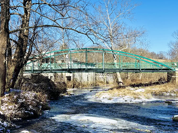 Winter transforms the creek into a moody masterpiece that would make Ansel Adams reach for his camera.