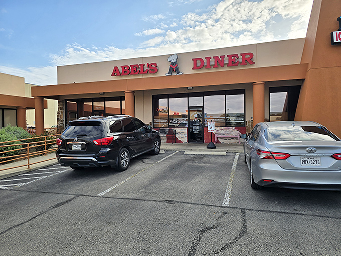 Abel's Diner might be hiding in a strip mall, but those bold red letters promise breakfast worth finding.