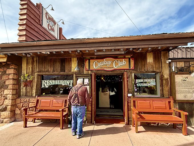 Weathered wood and Western charm transport diners back to Arizona's cowboy days with every bite.
