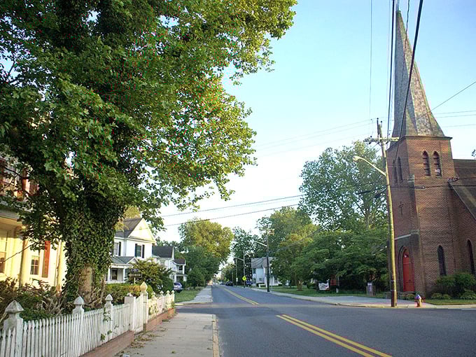Laurel's main street where time moves like honey on a lazy Sunday afternoon.