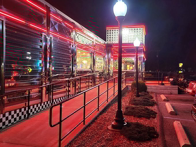 Manheim Diner's dramatic red lighting transforms it into a film noir set where the plot twist is always "the pie was incredible."