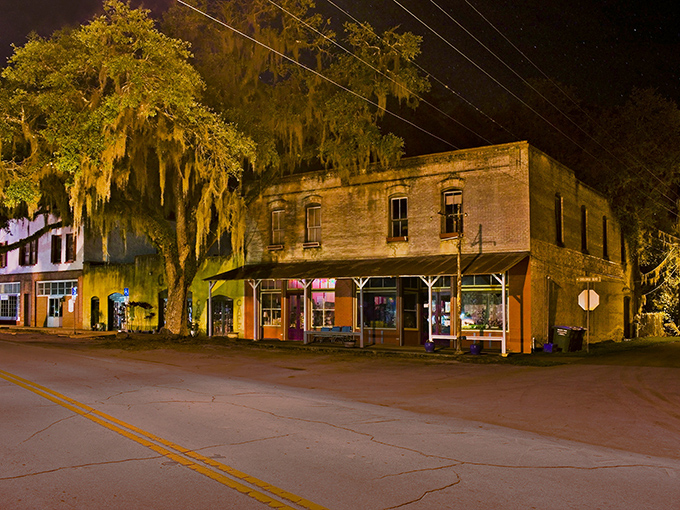 Micanopy's antique-filled streets move at yesterday's pace, where Spanish moss creates natural shade tunnels over treasured finds.