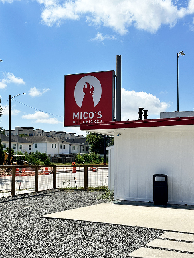 Mico's Hot Chicken sign: That fiery chicken silhouette isn't just a logo—it's a warning and an invitation all at once.