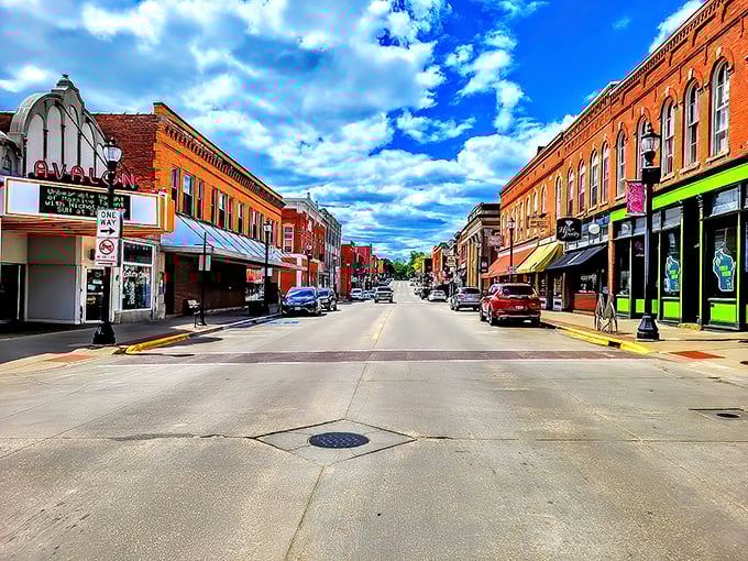 Platteville's colorful storefronts brighten both the street and your prospects for affordable dining.